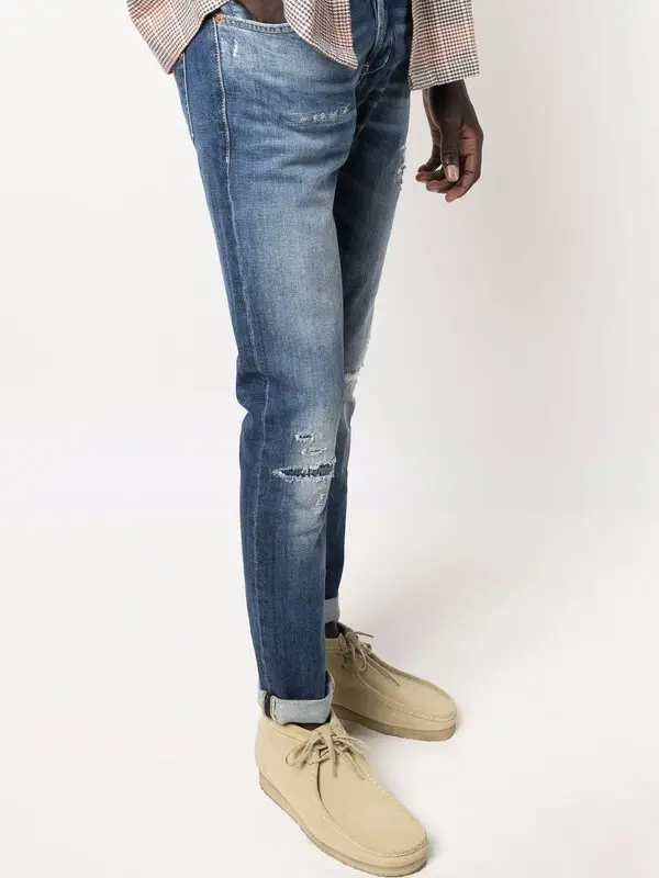 DONDUP George Distressed Organic Cotton Jeans - Blue