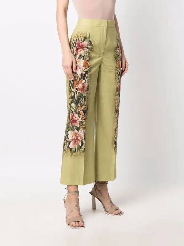 Alberta Ferretti Floral Print Flared Leg Trousers