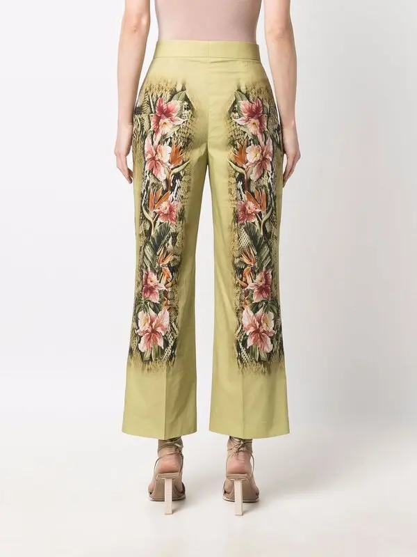 Alberta Ferretti Floral Print Flared Leg Trousers
