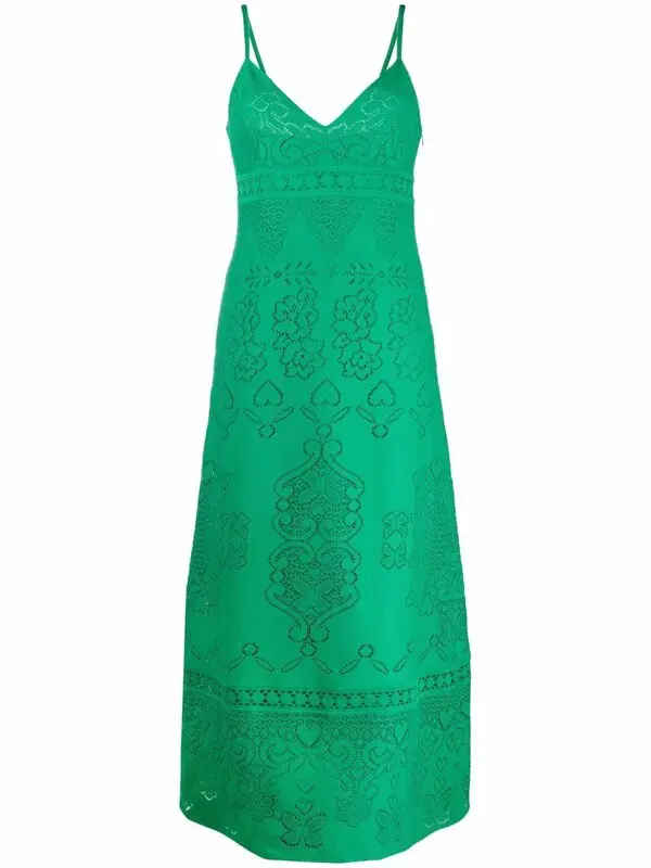 Valentino Garavani Heavy Lace Long Dress - Green