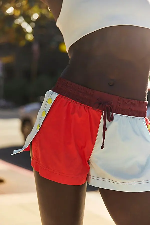 Free People Colorblock Performance Shorts - Grapefruit Combo