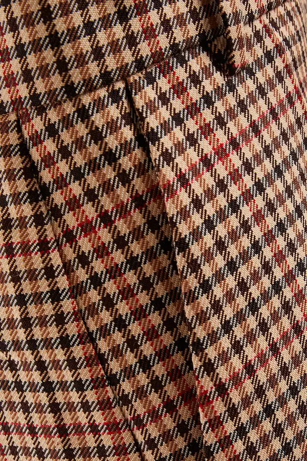 JOSEPH Cropped Checked Woolblend Twill Wideleg Pants