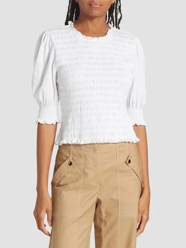 Veronica Beard Langston Smocked Top