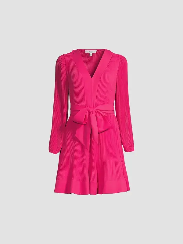 MILLY Liv Pleated Belted Minidress - Milly Pink