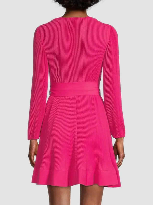 MILLY Liv Pleated Belted Minidress - Milly Pink
