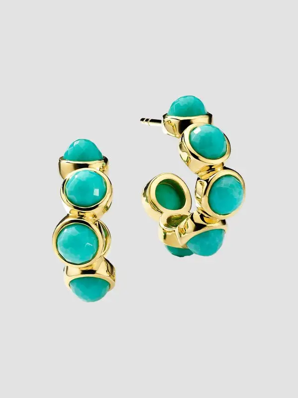 Ippolita Lollipop 18k Green & Turquoise Mini Hoop Earrings