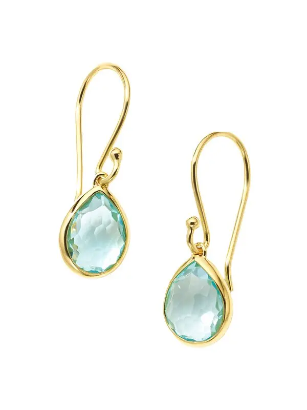 Ippolita Rock Candy 18k Green Gold & -topaz Teeny Teardrop Earrings - Blue