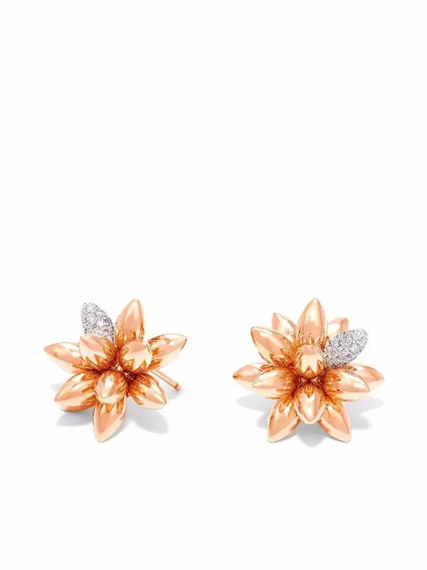 DAVID MORRIS 18kt Rose Gold Diamond Stud Earrings - Pink