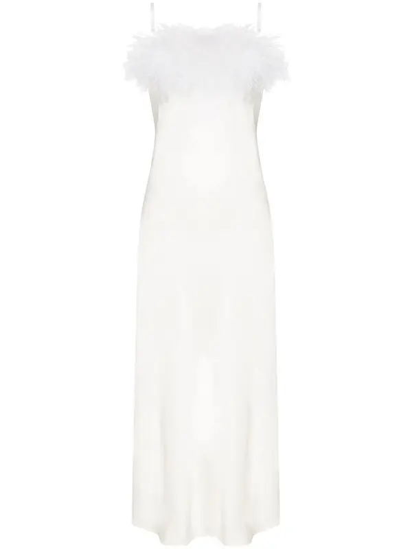 Sleeper Boheme Feather-trim Slip Dress