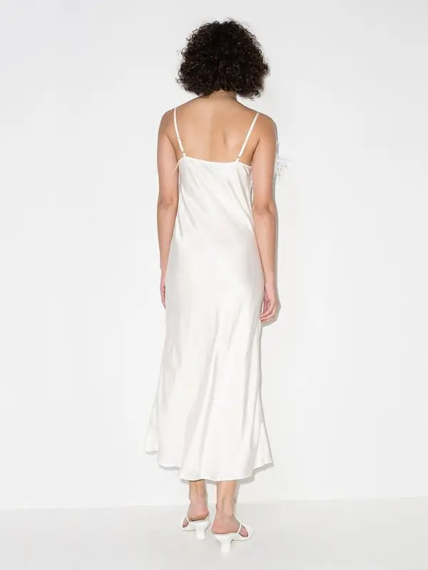 Sleeper Boheme Feather-trim Slip Dress