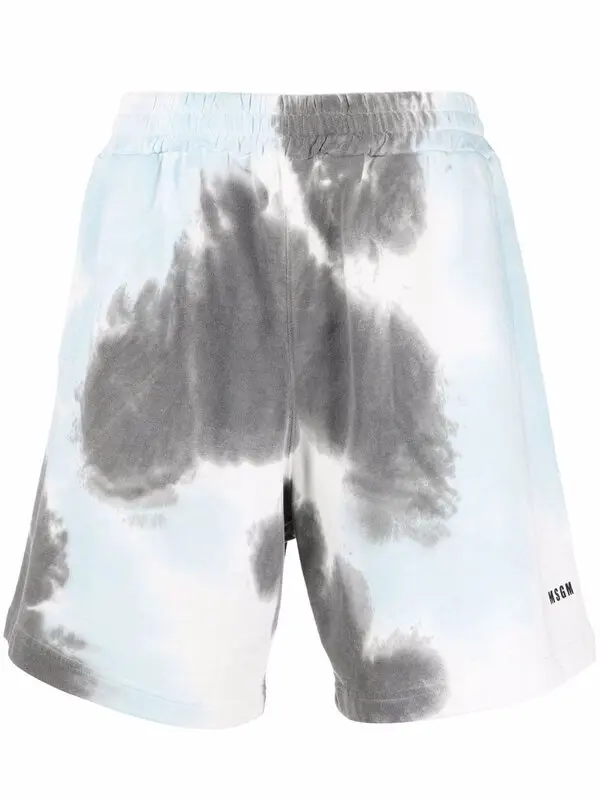 MSGM Tie-dye Print Track Shorts - Blue