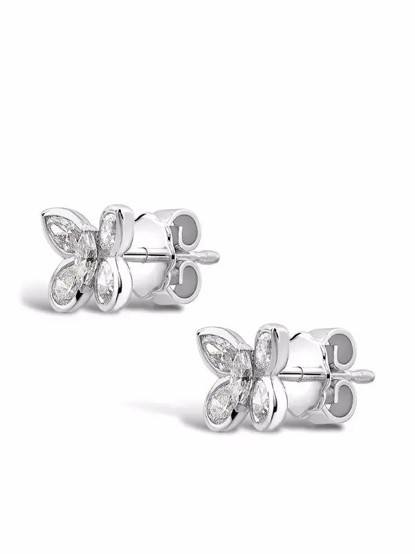 PRAGNELL 18kt White Gold Butterfly Diamond Stud Earrings