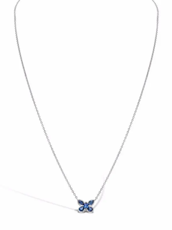 PRAGNELL 18kt White Gold Sapphire Butterfly Pendant Necklace