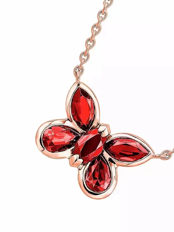 PRAGNELL 18kt Rose Gold Ruby Butterfly Pendant Necklace - Pink