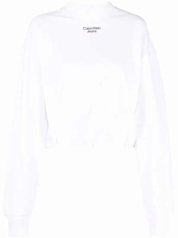 Calvin Klein Logo-print Mock-neck Sweatshirt - White