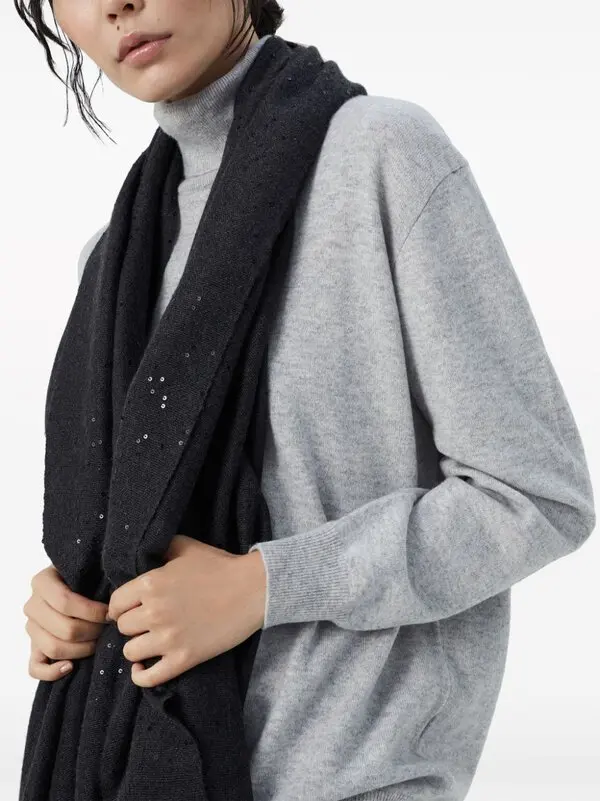 Brunello Cucinelli Sequin-embellished Scarf - Black