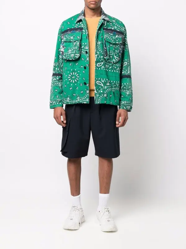 Sacai Paisley-Print Cargo Shirt Jacket In Green - 19% Off