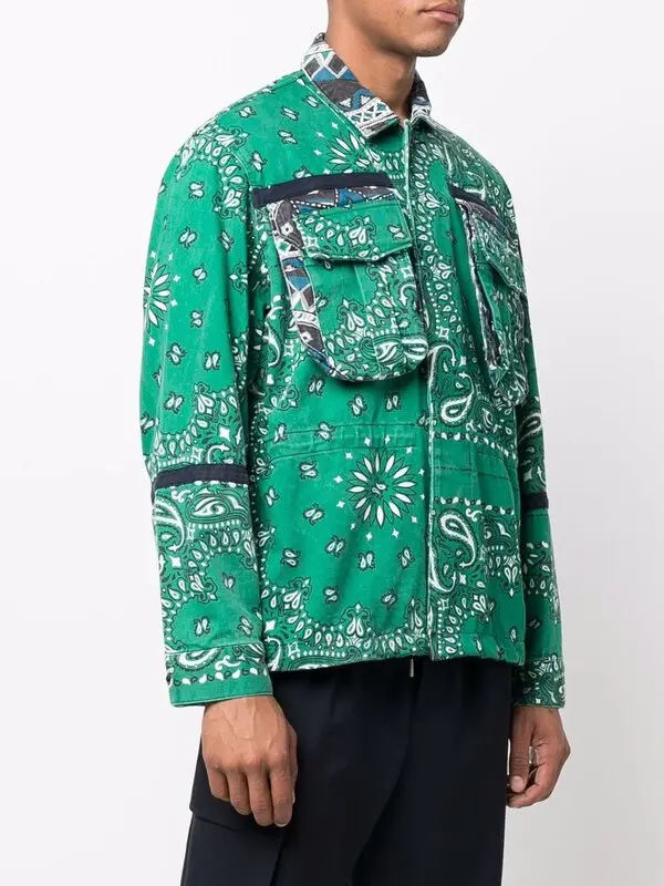 Sacai Paisley-Print Cargo Shirt Jacket In Green - 19% Off