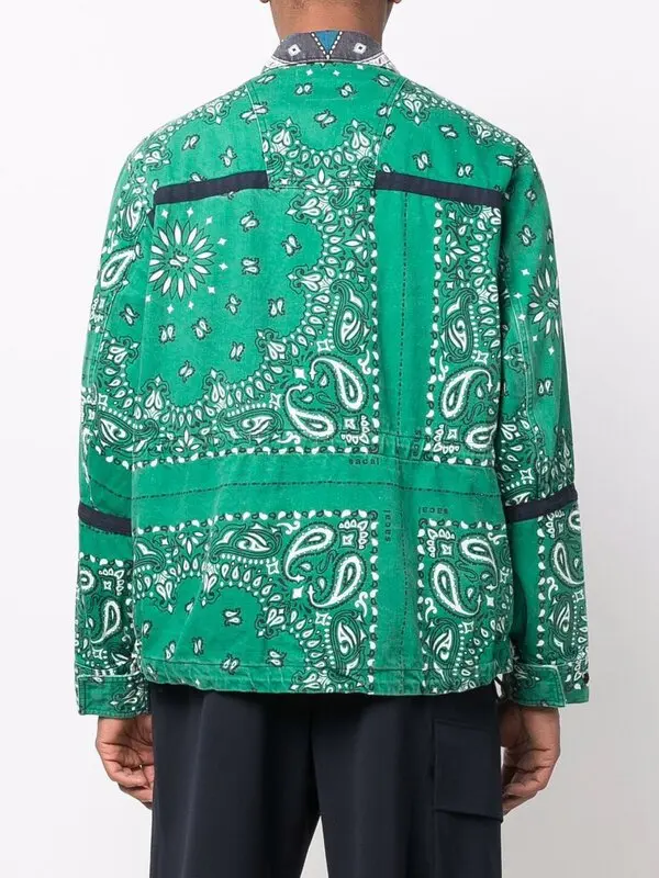 【完売】sacaiSuiting x Paisley Printjacket Sacai Paisley-Print Cargo Shirt Jacket In Green - 19% Off