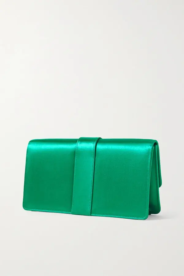 Manolo Blahnik Capri Crystal-embellished Satin Clutch