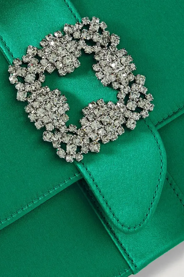 Manolo Blahnik Capri Crystal-embellished Satin Clutch