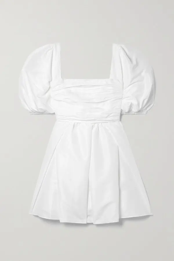 Self-Portrait Pleated Taffeta Mini Dress In White - 35% Off | Editorialist