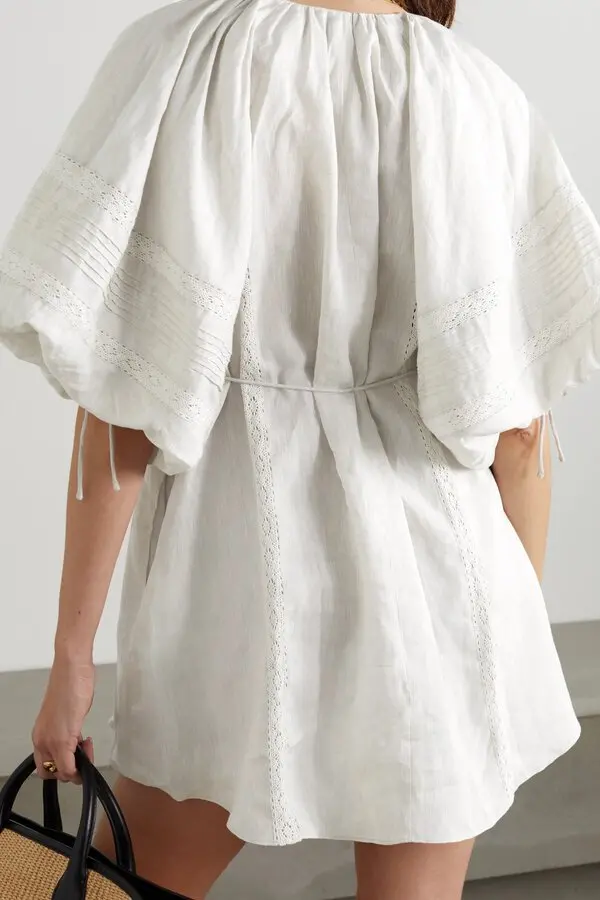 knee length dresses for ladies Joslin Lola Linen Ramie Mini Smock Dress in Cream  Coco & Lola