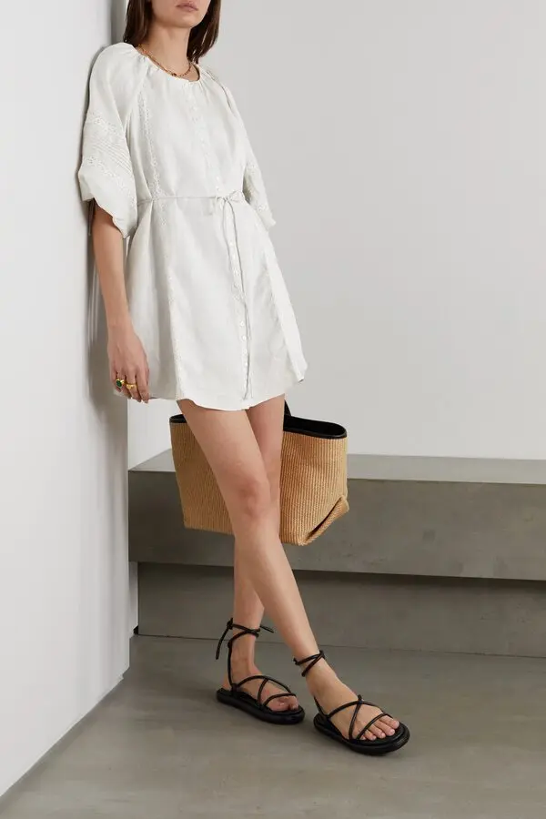 knee length dresses for ladies Aston Silk Linen Mini Dress – Harvest Moon Home main image 1