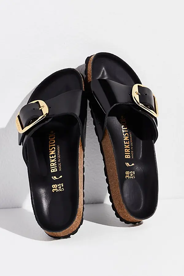 BIRKENSTOCK Madrid Big Buckle High Shine Sandals - Black