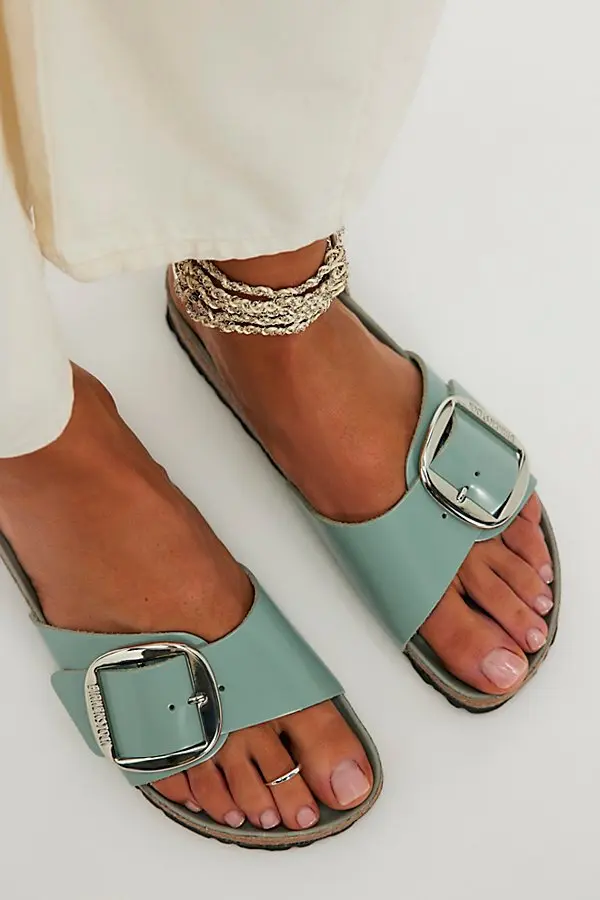 BIRKENSTOCK Madrid Big Buckle High Shine Sandals - Pure Sage