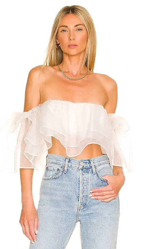 Show Me Your Mumu Rossella Ruffle Top In White