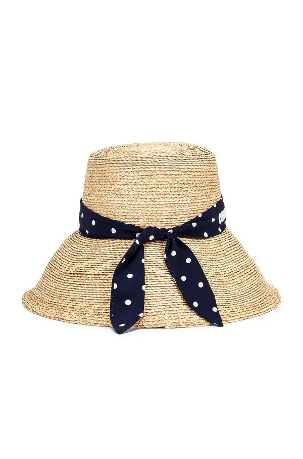 Miu Miu Raffia Ribbon Sun Hat In Neutral