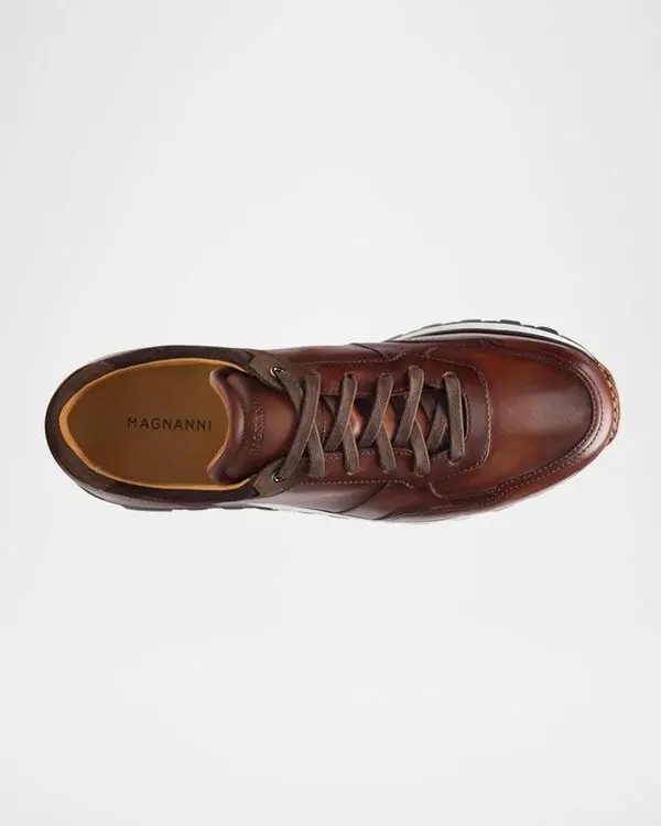 Magnanni Arco Mix-leather Trainer Sneakers - Brown