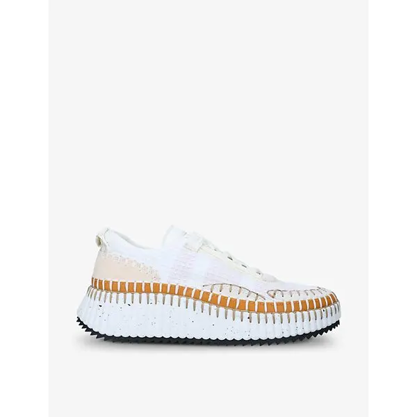 Chloé Nama Embroidered Suede And Recycled Mesh Trainers - White