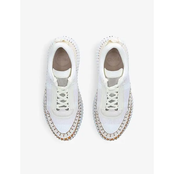 Chloé Nama Embroidered Suede And Recycled Mesh Trainers - White