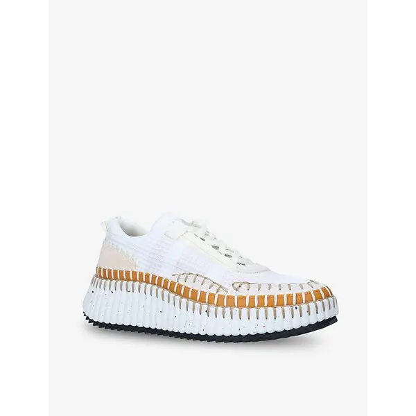 Chloé Nama Embroidered Suede And Recycled Mesh Trainers - White