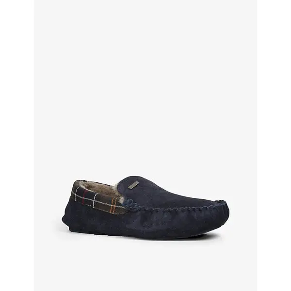 Barbour Monty Faux Shearling-lined Tartan Slippers - Navy