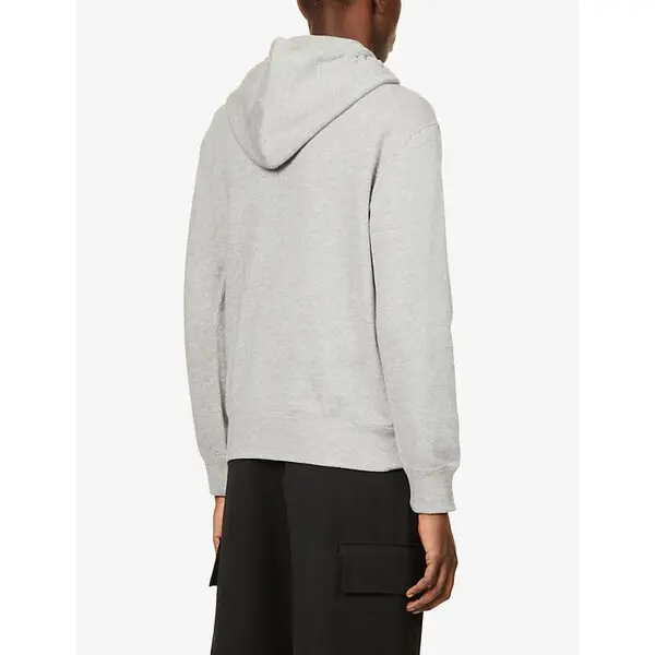 Play Comme Des Garcon Comme Des Garçons Play Logo-embroidered Cotton-jersey Hoody - Grey