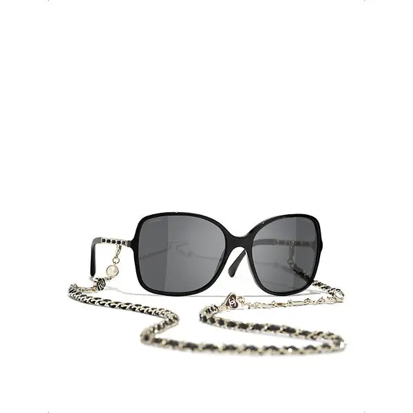 Chanel Oversized Square Sunglasses With Chain