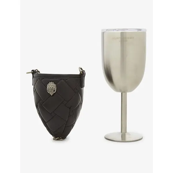 Kurt Geiger Cross-Body Leather Wine Glass Holder - Black | Editorialist