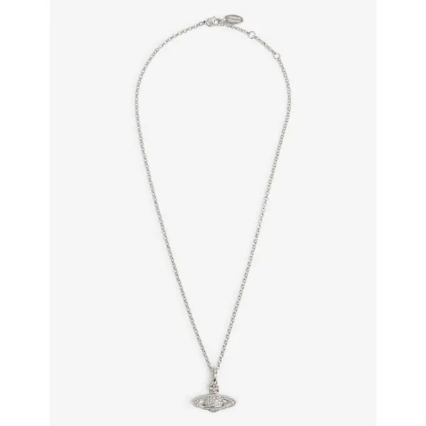 VIVIENNE WESTWOOD Mini Bas Relief Pendant Necklace - Platinum/ Crystal