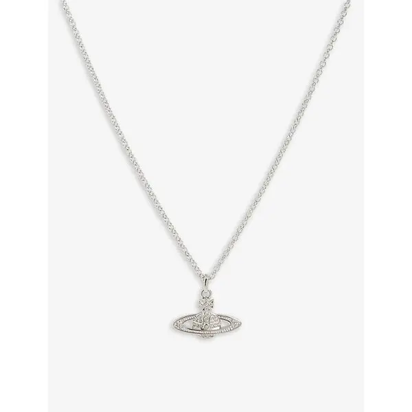 VIVIENNE WESTWOOD Mini Bas Relief Pendant Necklace - Platinum/ Crystal
