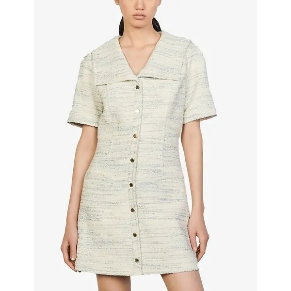 Sandro Bethany Sailor-collar Tweed Mini Dress
