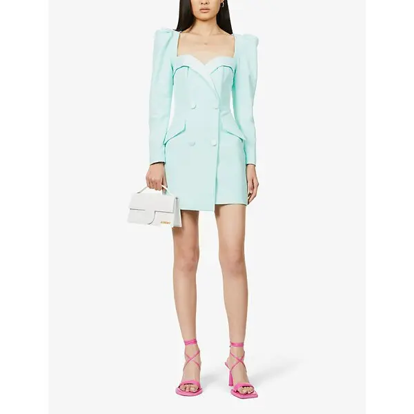 lavish alice green blazer dress LAVISH ALICE STATEMENT BUTTON BOW BACK BLAZER DRESS – Arelia's Dream main image 1