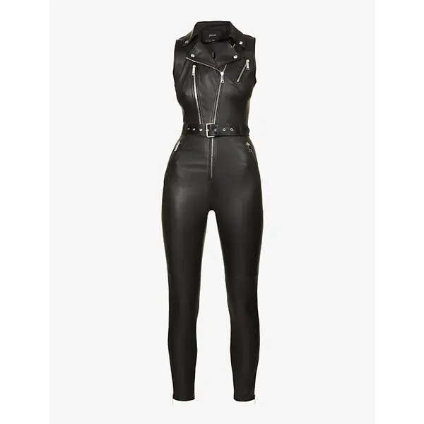 Jitrois Kristen Sleeveless Leather Jumpsuit