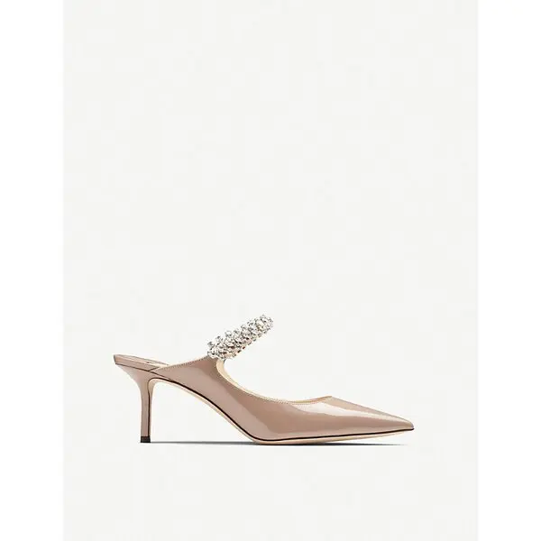 JIMMY CHOO Bing 65 Crystal-embellished Patent-leather Mules - Ballet Pink