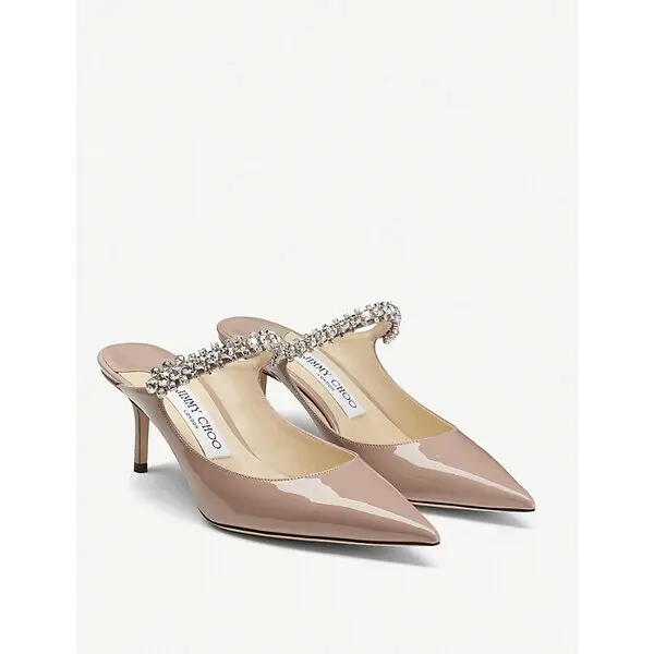 JIMMY CHOO Bing 65 Crystal-embellished Patent-leather Mules - Ballet Pink