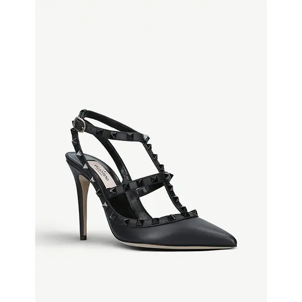 Valentino Garavani So Noir 100 Studded Leather Courts - Black/comb