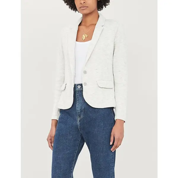 Whistles Notch-lapels Slim-fit Cotton-blend Jacket - Grey