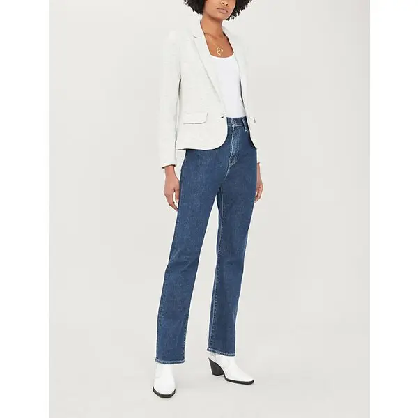 Whistles Notch-lapels Slim-fit Cotton-blend Jacket - Grey